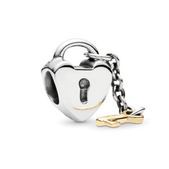 Pandora | Jewelry | Pandora Gold And Silver Key To My Heart Lock Charm ...